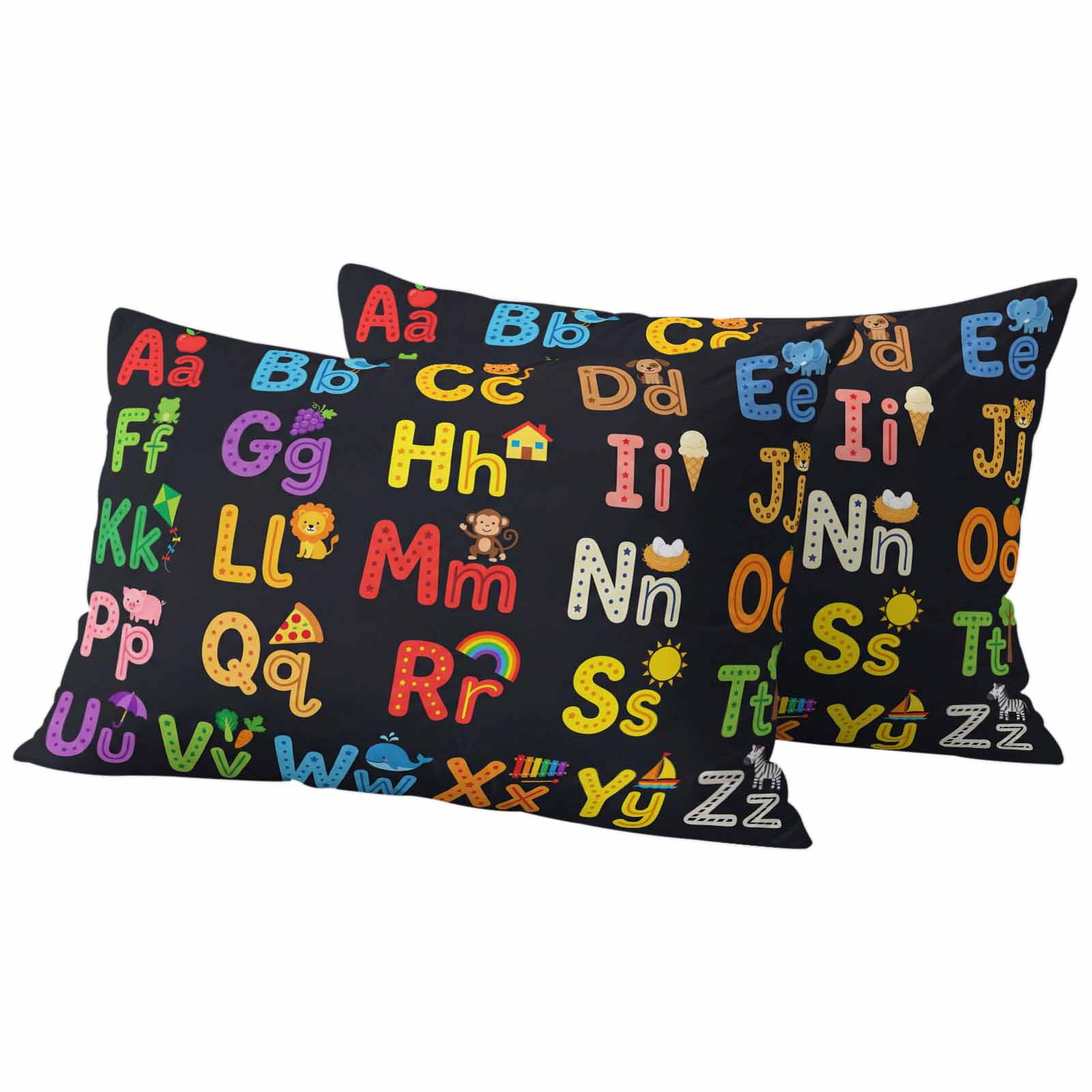 2 Pack Outdoor Waterproof Throw Pillow Covers,Cartoon Alphabet Cute ...