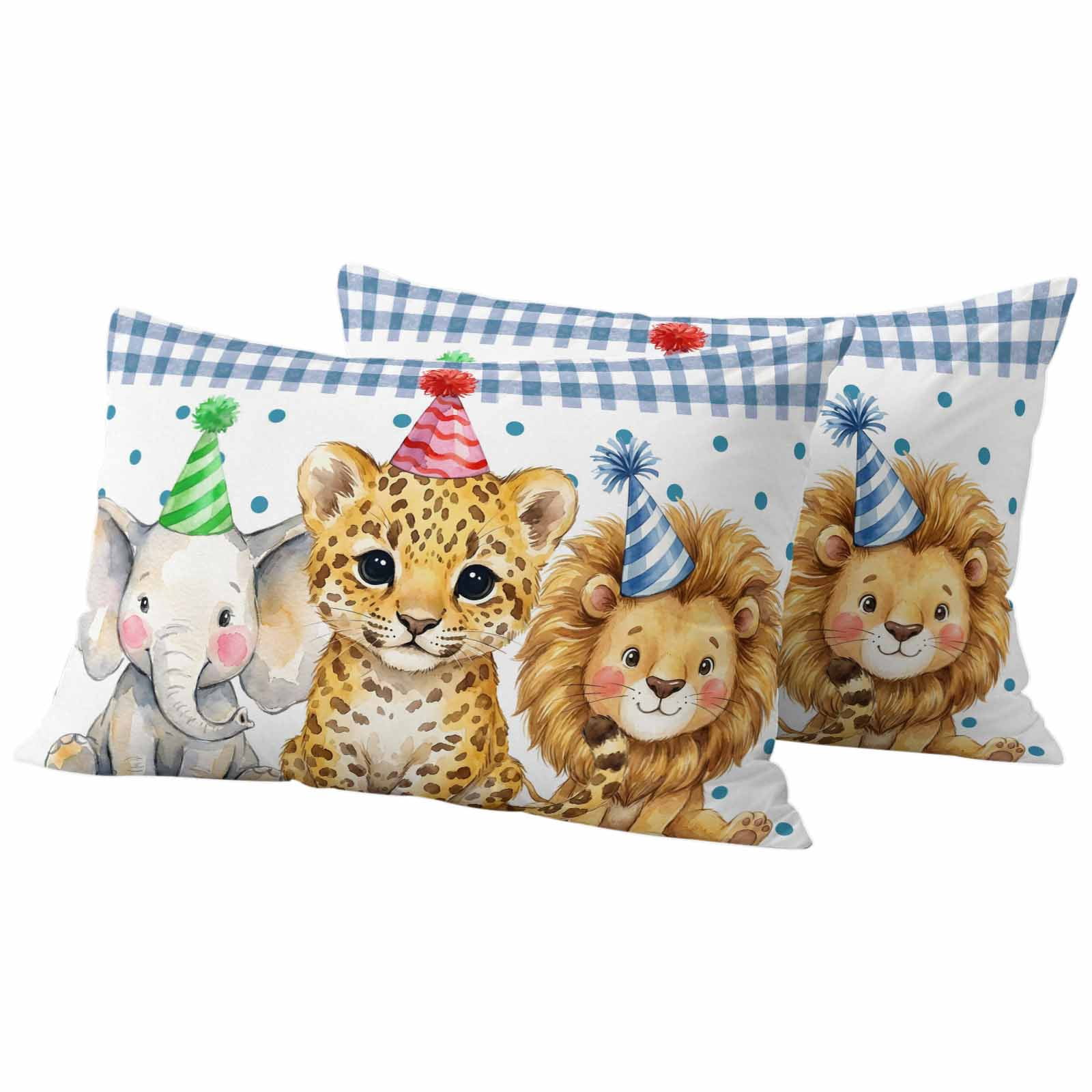 2 Pack Outdoor Waterproof Throw Pillow Covers,Cartoon Elephant Lion ...