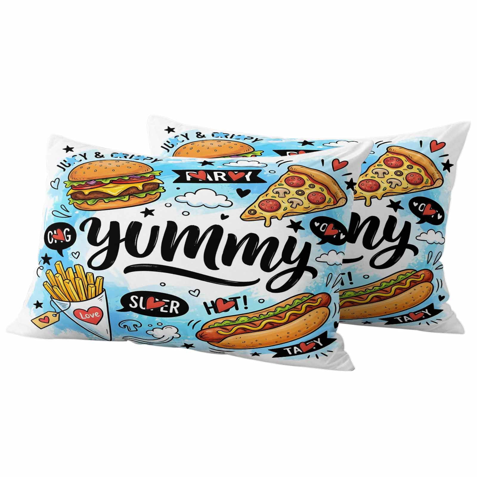 2 Pack Outdoor Waterproof Throw Pillow Covers,Cartoon Food Abstract ...