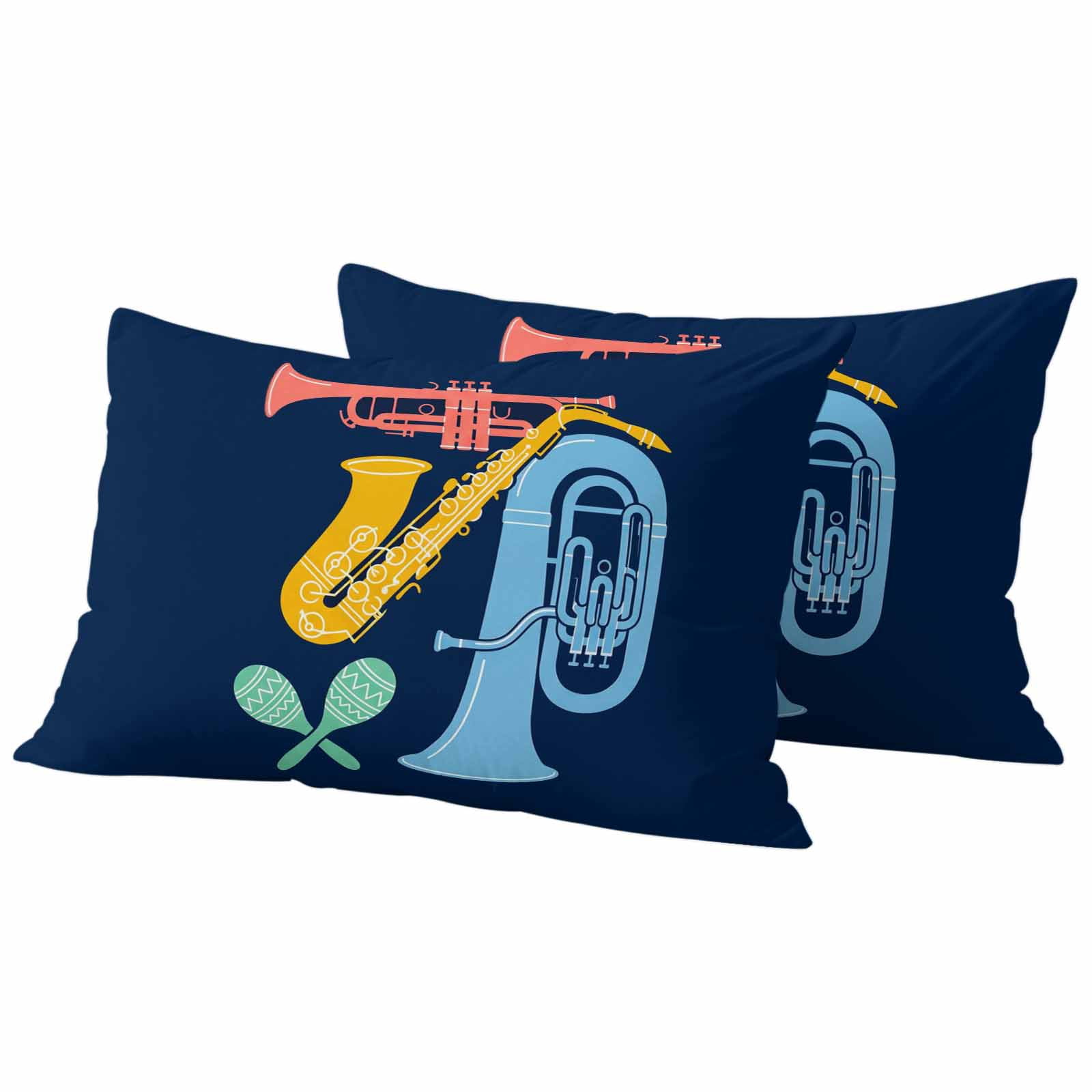 2 Pack Outdoor Waterproof Throw Pillow Covers,Cartoon Instruments on ...