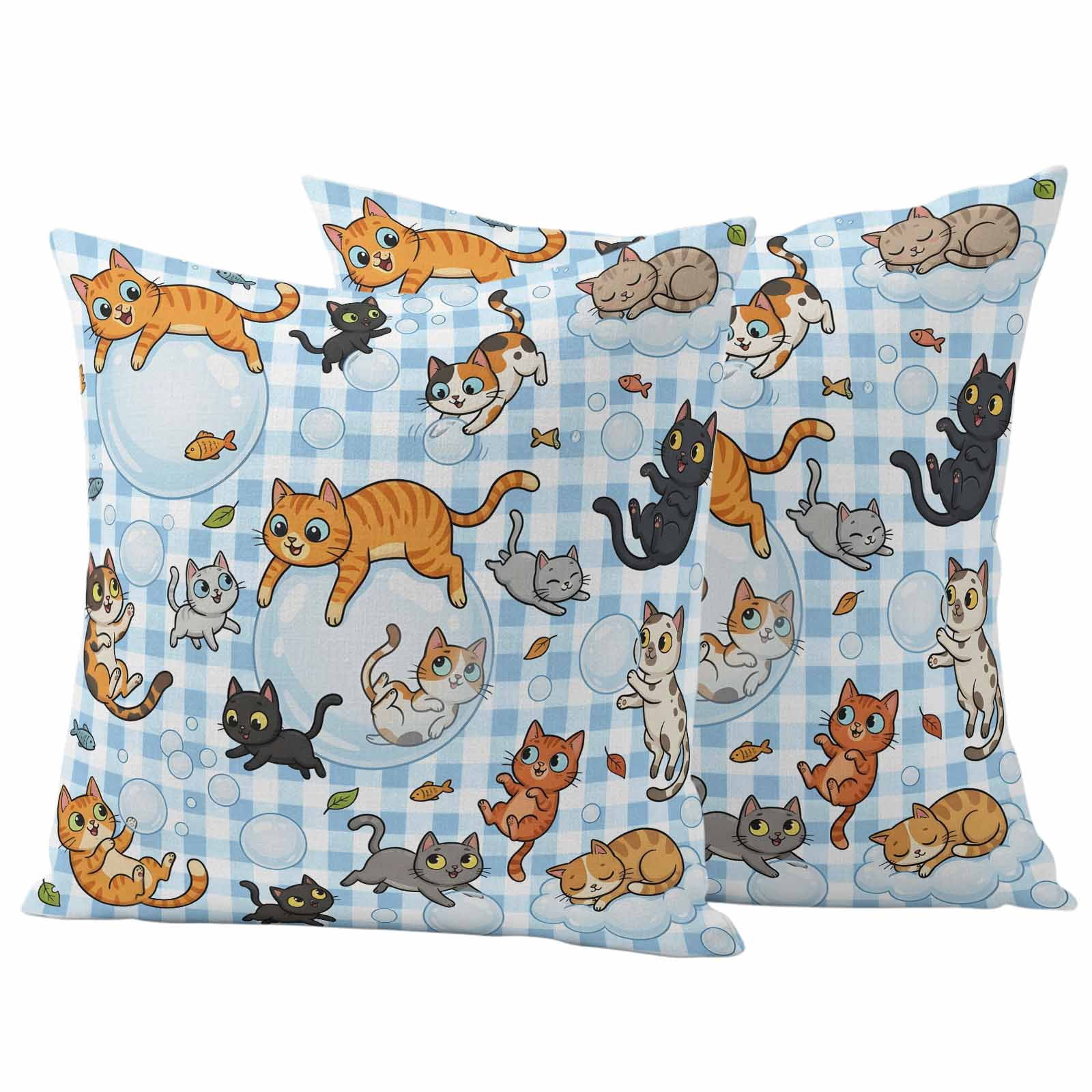 2 Pack Outdoor Waterproof Throw Pillow Covers,Cartoon Lovely Pets Fish ...
