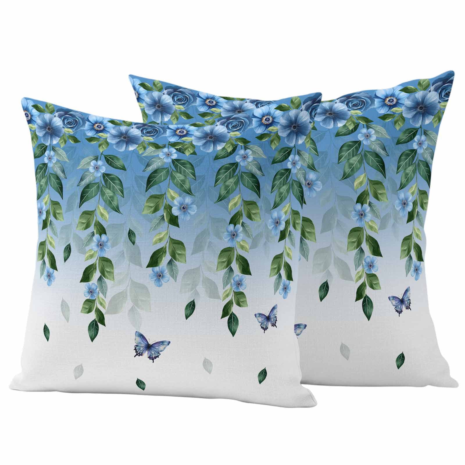 2 Pack Outdoor Waterproof Throw Pillow Covers,Country Flower Green ...
