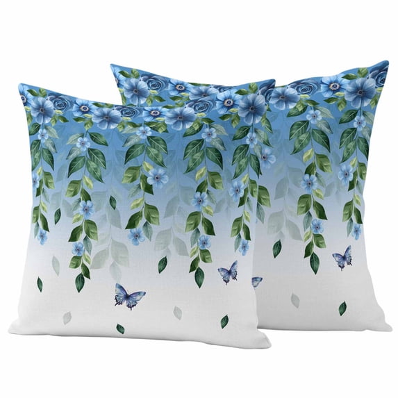 2 Pack Outdoor Waterproof Throw Pillow Covers,Country Flower Green ...