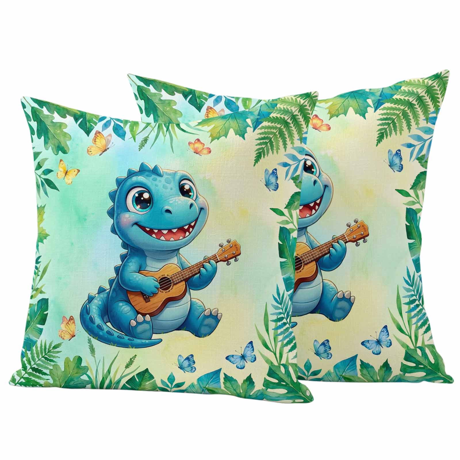 2 Pack Outdoor Waterproof Throw Pillow Covers,Cute Cartoon Animal Blue ...