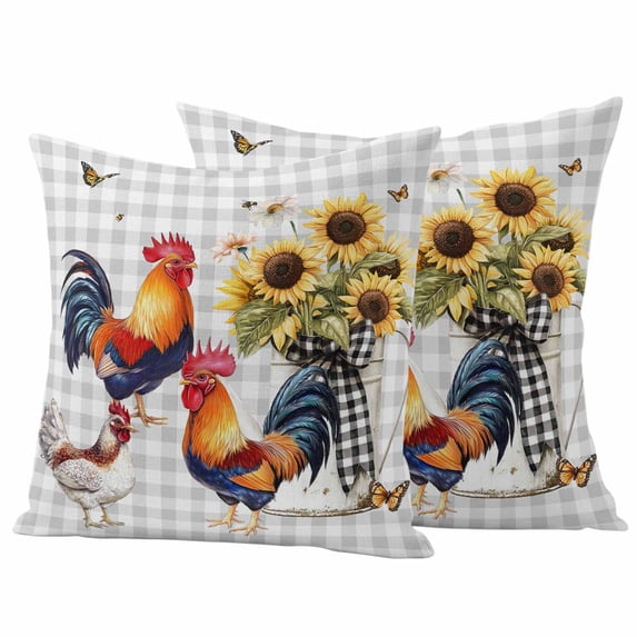2 Pack Outdoor Waterproof Throw Pillow Covers,Farm Chicken Blossom ...
