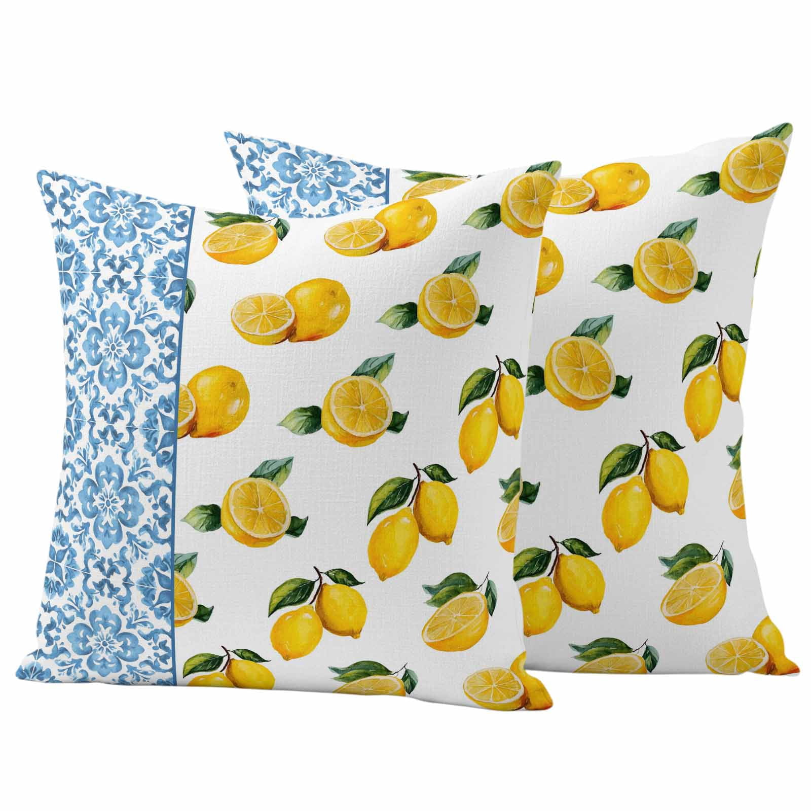 2 Pack Outdoor Waterproof Throw Pillow Covers,Farm Fruit Yellow Lemon ...