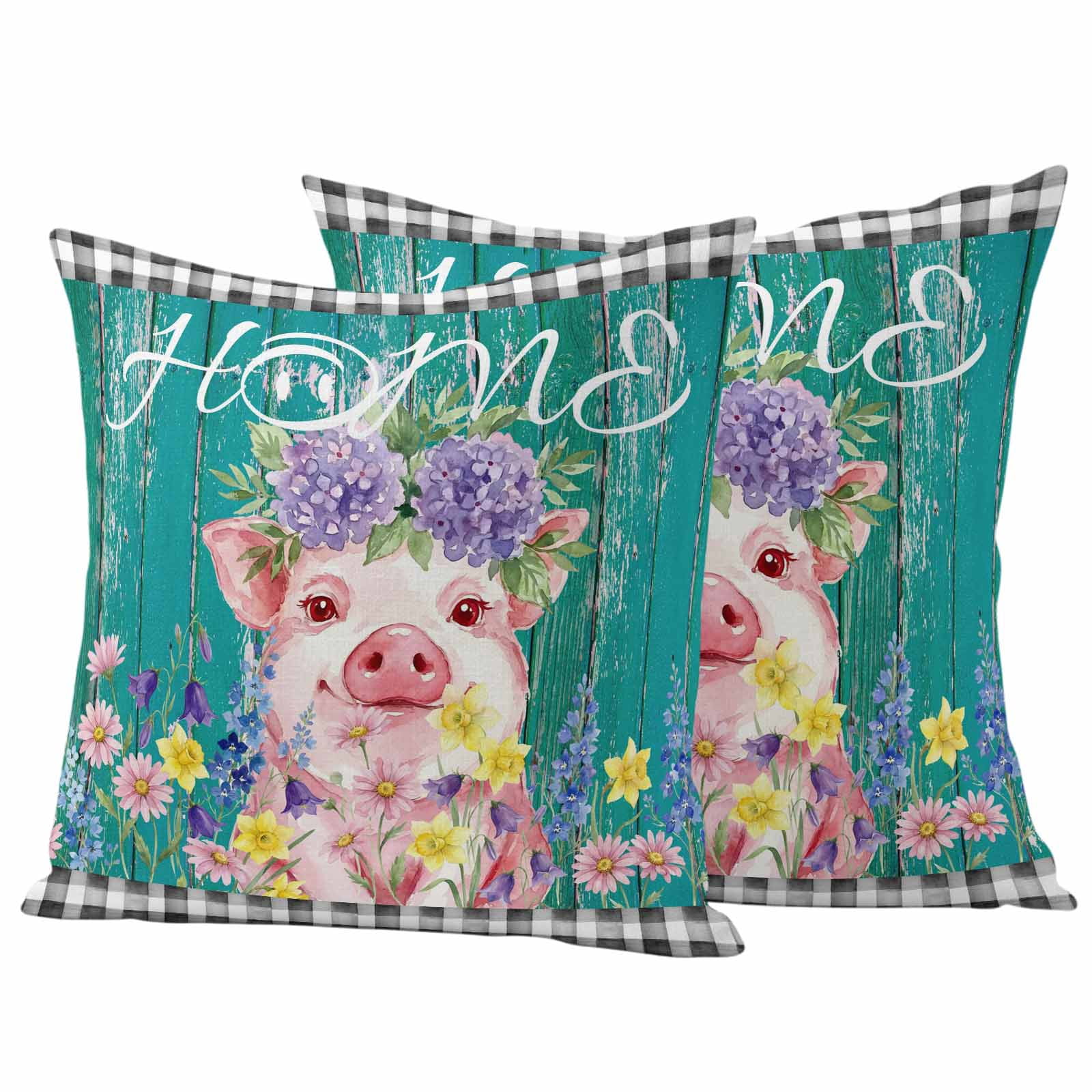 2 Pack Outdoor Waterproof Throw Pillow Covers,Farm Watercolor Flower ...