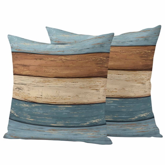 2 Pack Outdoor Waterproof Throw Pillow Covers,Farmhouse Blue Brown ...