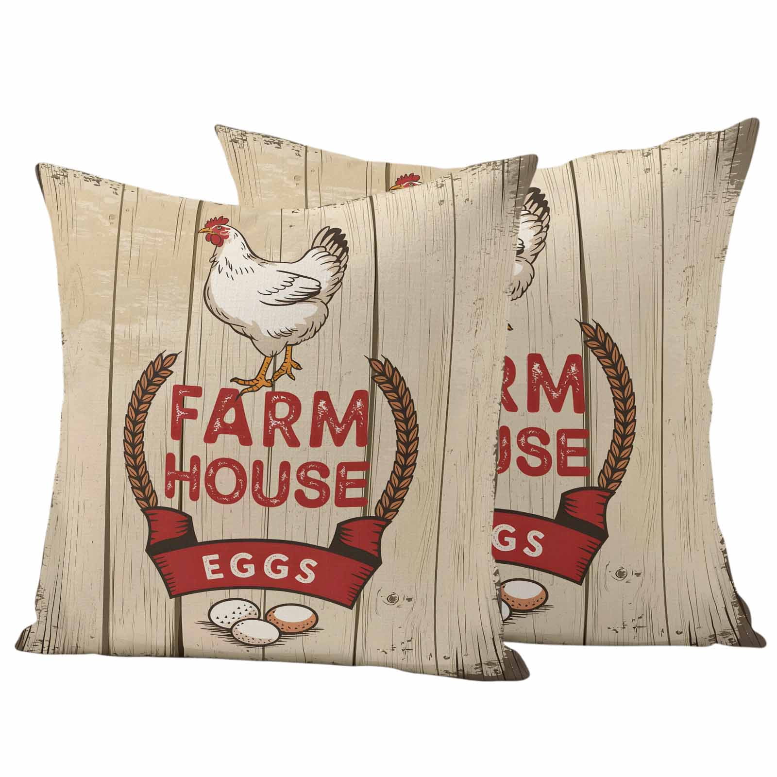 2 Pack Outdoor Waterproof Throw Pillow Covers,Farmhouse Country Chicken ...