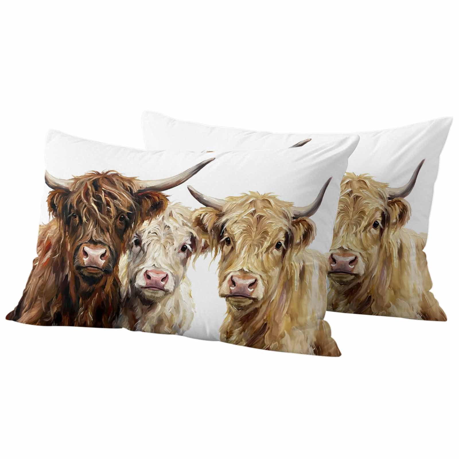 2 Pack Outdoor Waterproof Throw Pillow Covers,Farmhouse Highland Cows ...