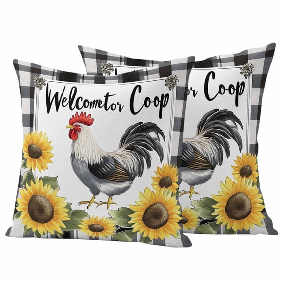 2 Pack Outdoor Waterproof Throw Pillow Covers,Farmhouse Rooster ...