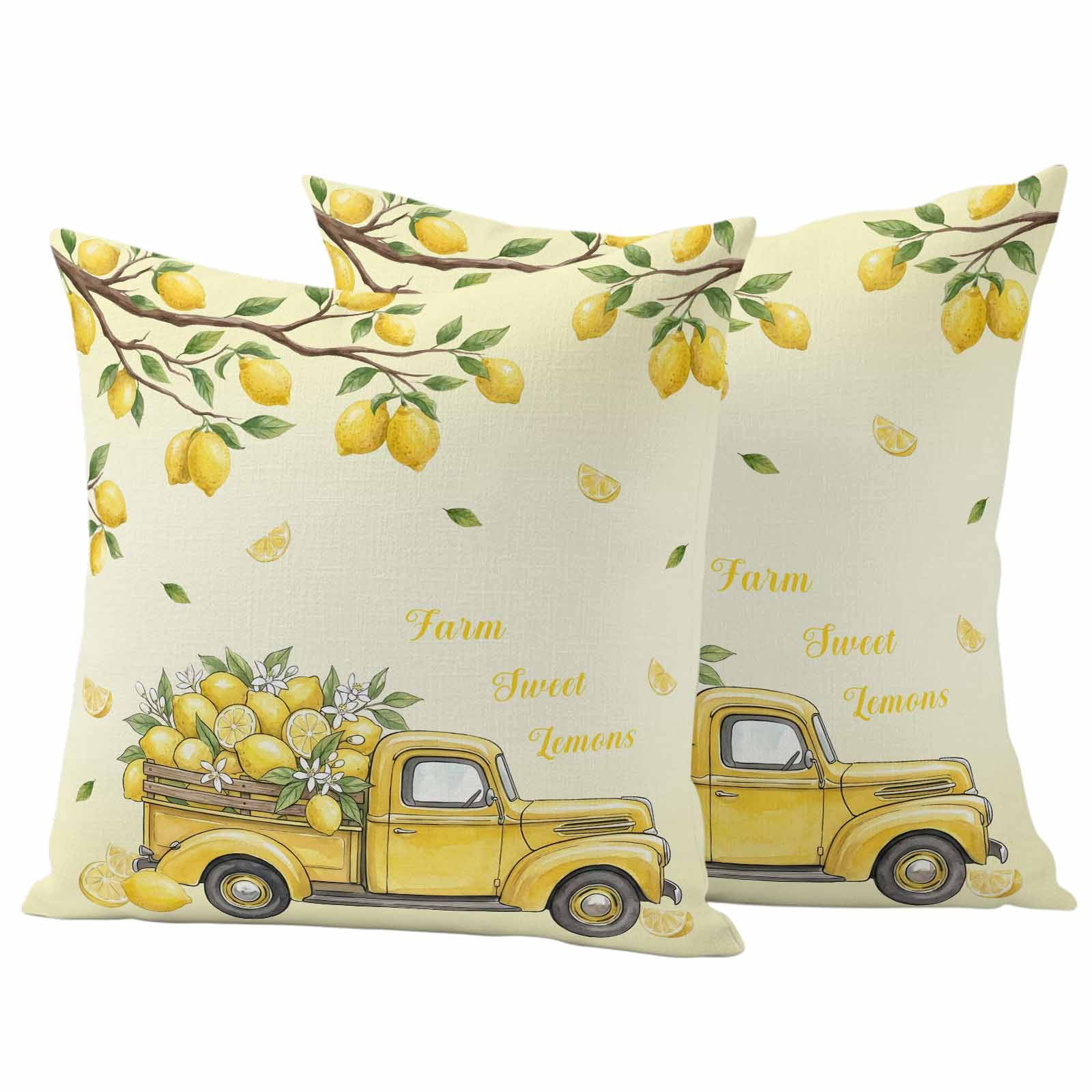 2 Pack Outdoor Waterproof Throw Pillow Covers,Farmhouse Truck with ...