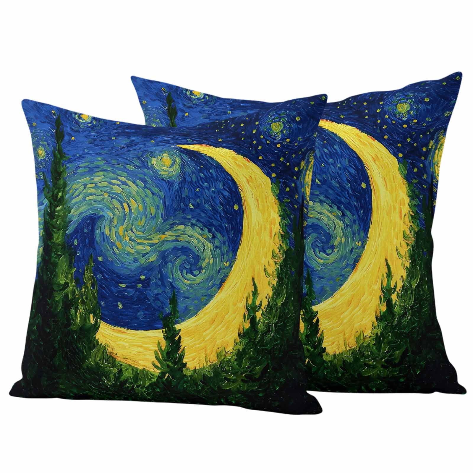 2 Pack Outdoor Waterproof Throw Pillow Covers,Giant Moon Forest ...
