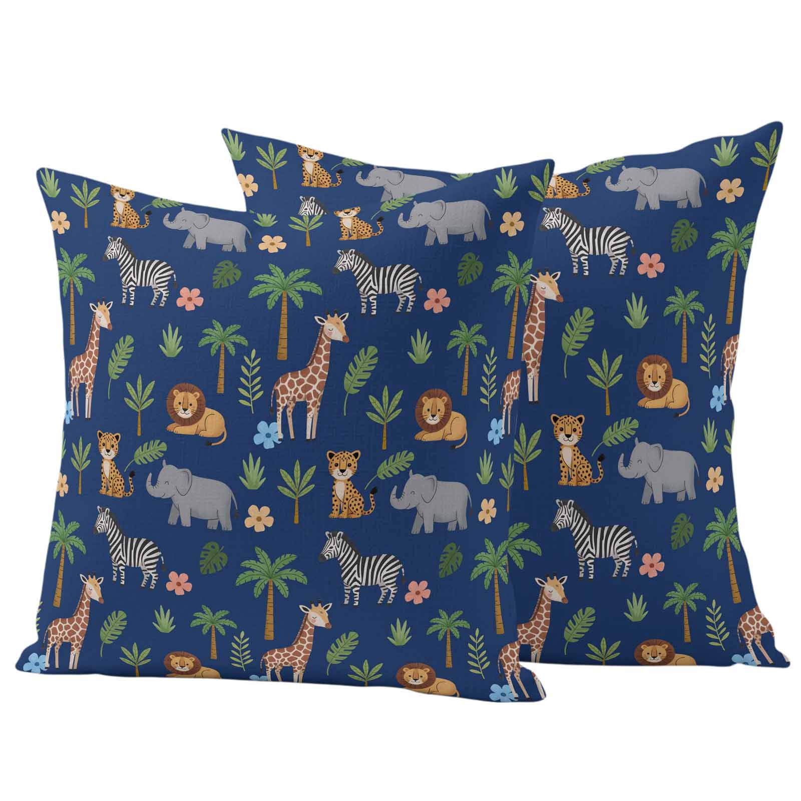 2 Pack Outdoor Waterproof Throw Pillow Covers,Giraffe Zebra Lion Tiger ...