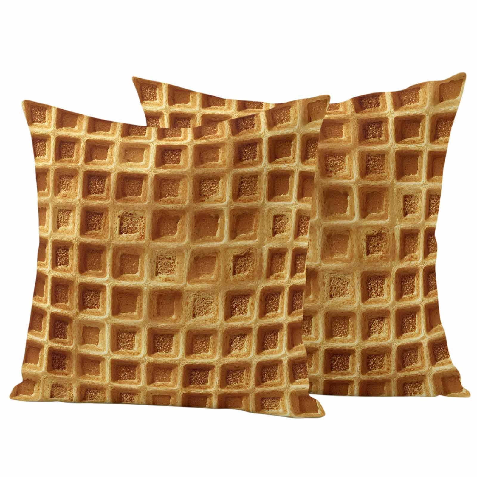 2 Pack Outdoor Waterproof Throw Pillow Covers,Golden Crispy Waffles ...