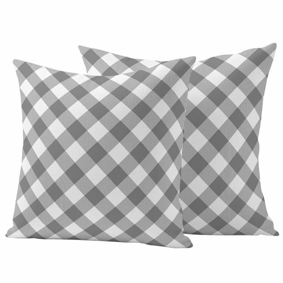 2 Pack Outdoor Waterproof Throw Pillow Covers,Grey and White Lattice ...