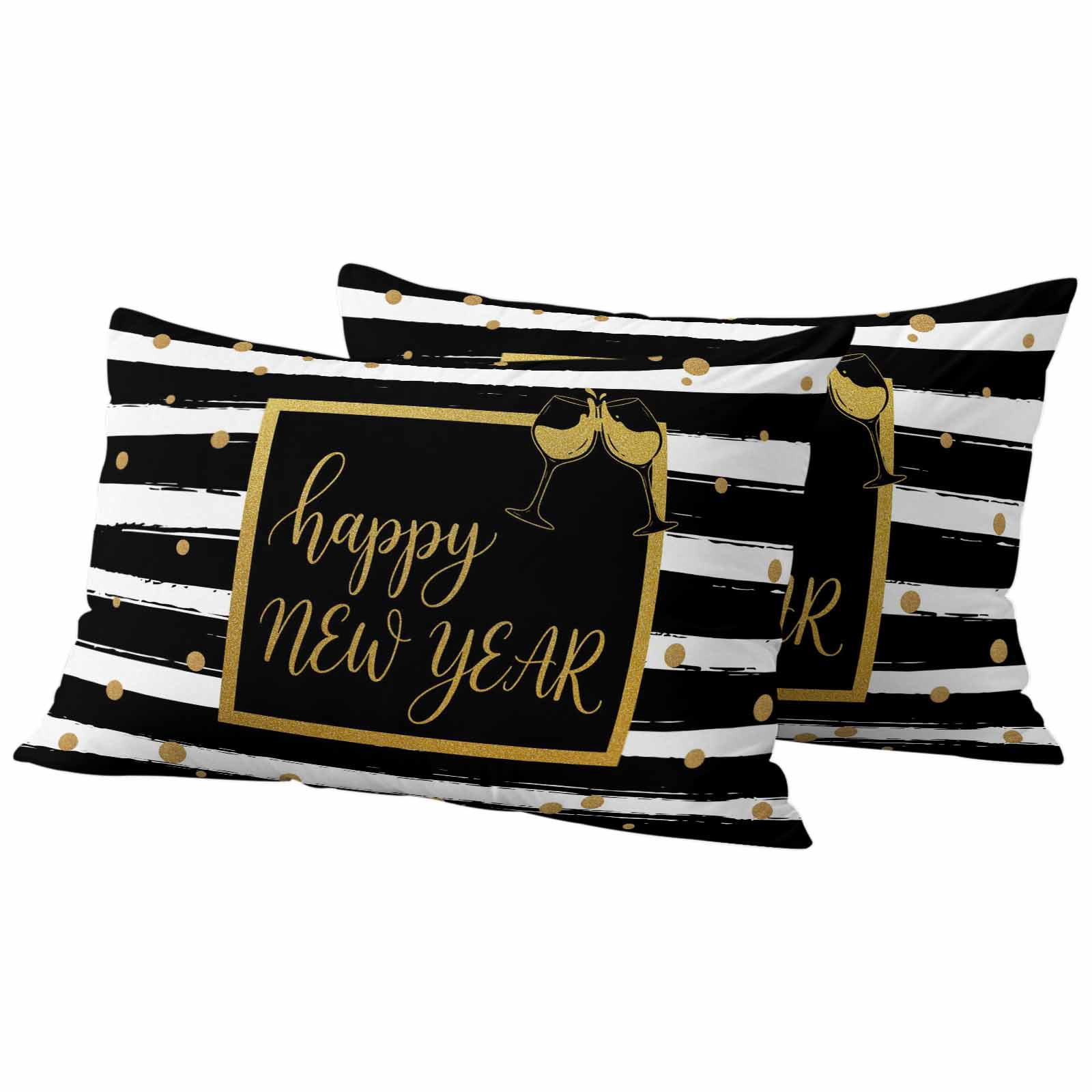 2 Pack Outdoor Waterproof Throw Pillow Covers,Happy New Year Words ...