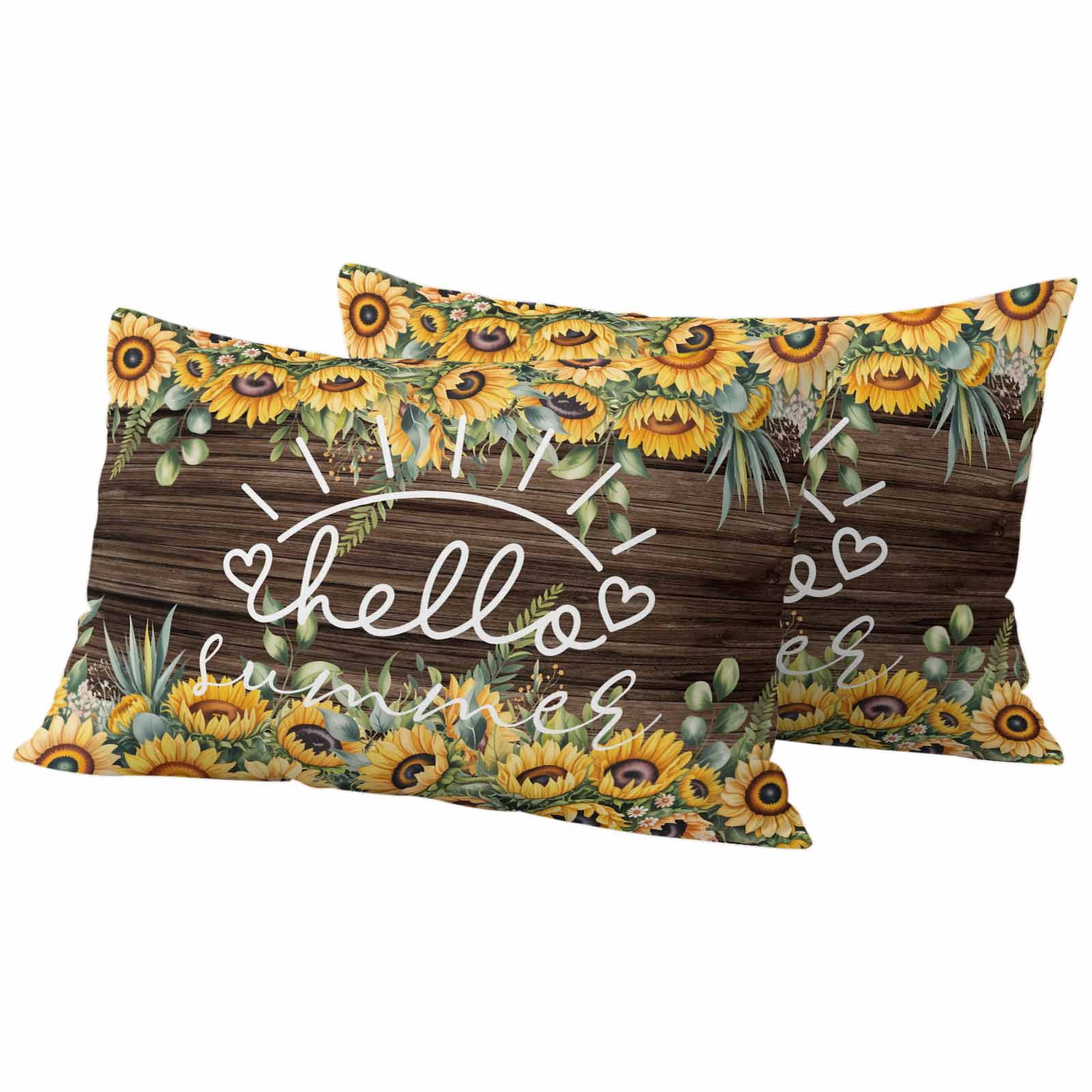 2 Pack Outdoor Waterproof Throw Pillow Covers,Hello Summer Words ...