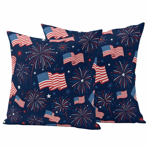 2 Pack Outdoor Waterproof Throw Pillow Covers,Independence Day USA Flag ...