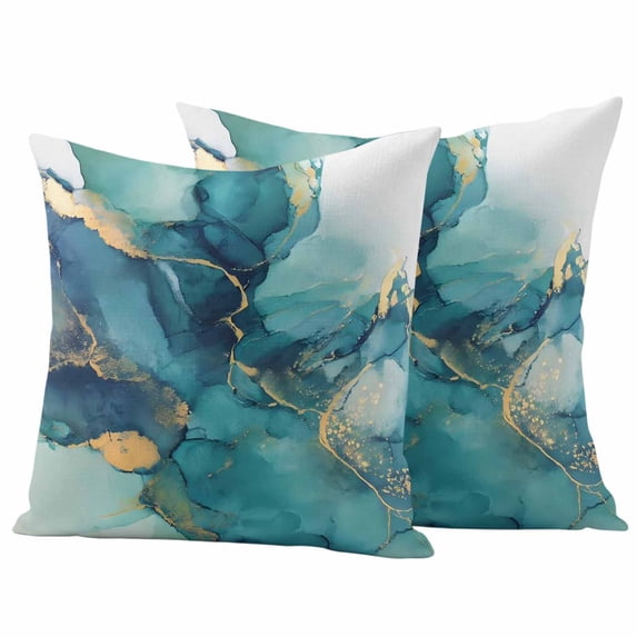 2 Pack Outdoor Waterproof Throw Pillow Covers,Modern Turquoise Marble ...