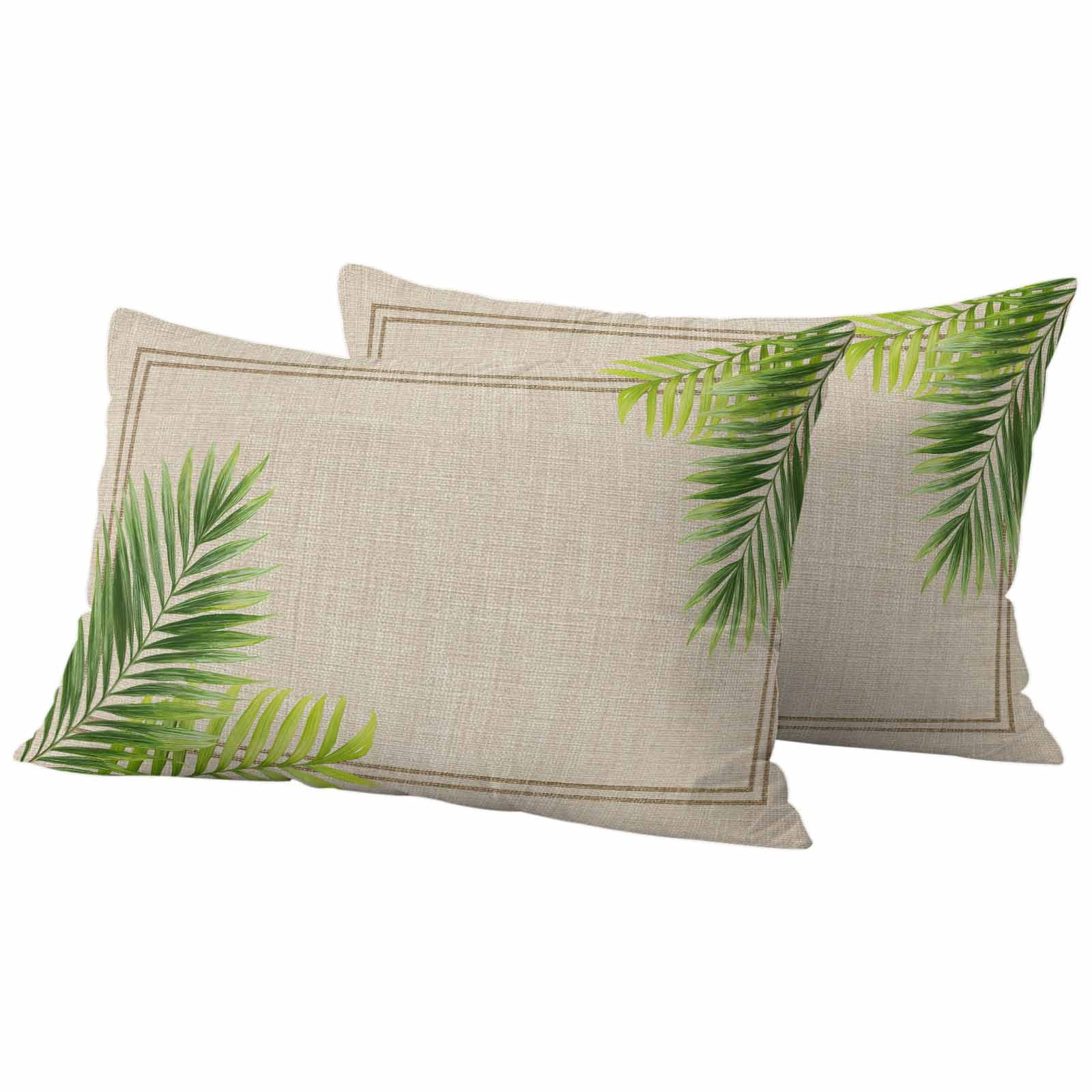 2 Pack Outdoor Waterproof Throw Pillow Covers,Palm Leaves on Light ...