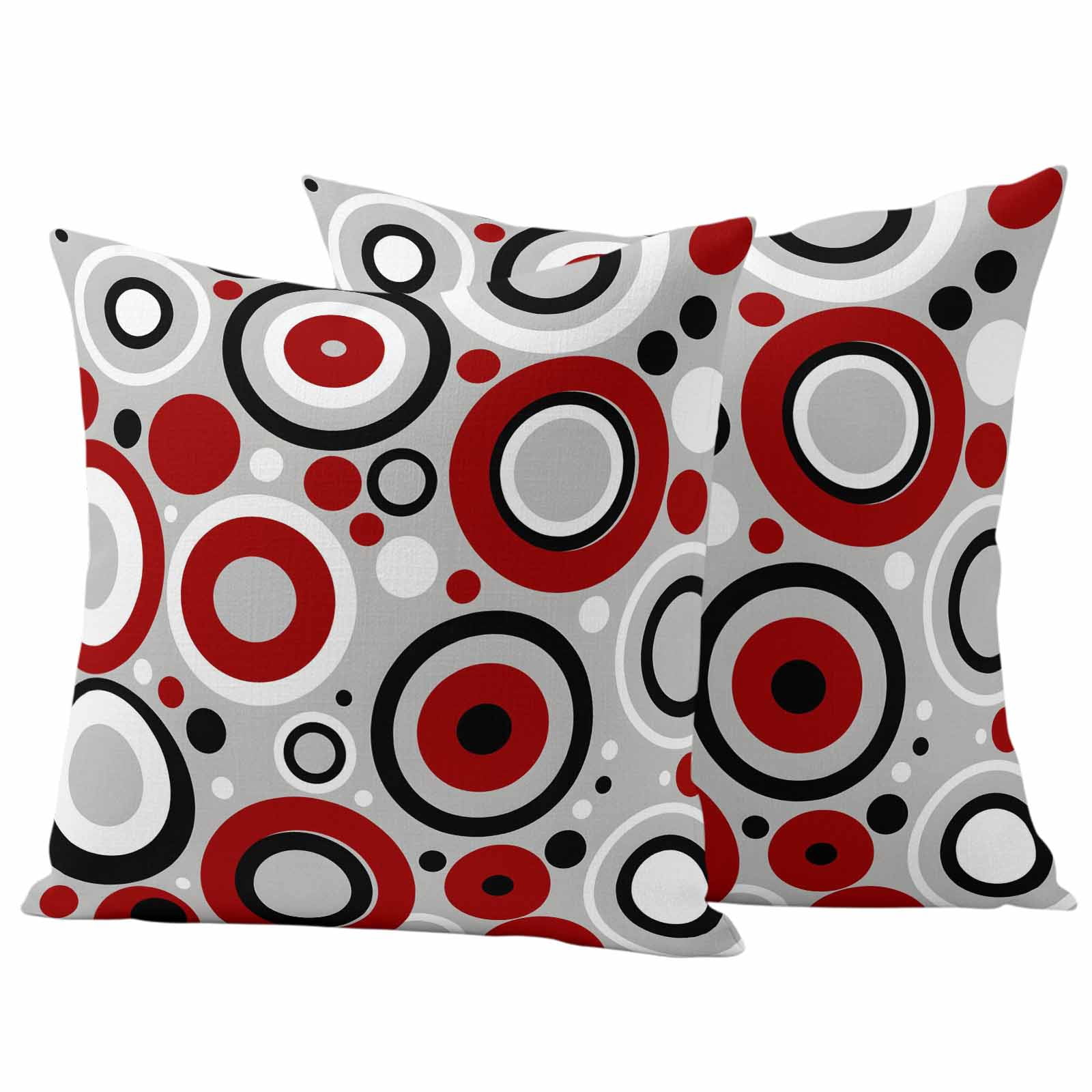 2 Pack Outdoor Waterproof Throw Pillow Covers,Red White Black Circle on ...