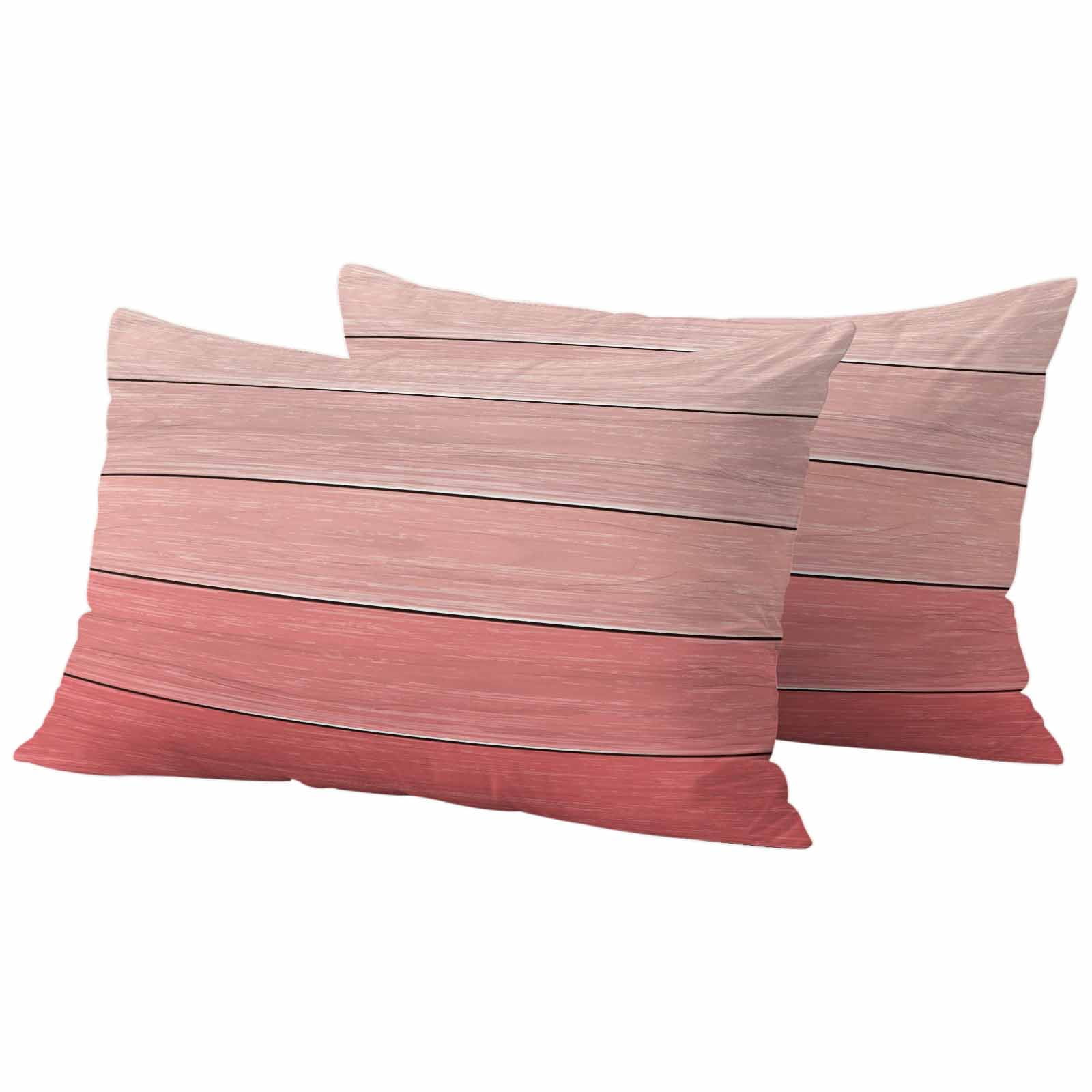 2 Pack Outdoor Waterproof Throw Pillow Covers,Retro Gradient Pink Wood ...
