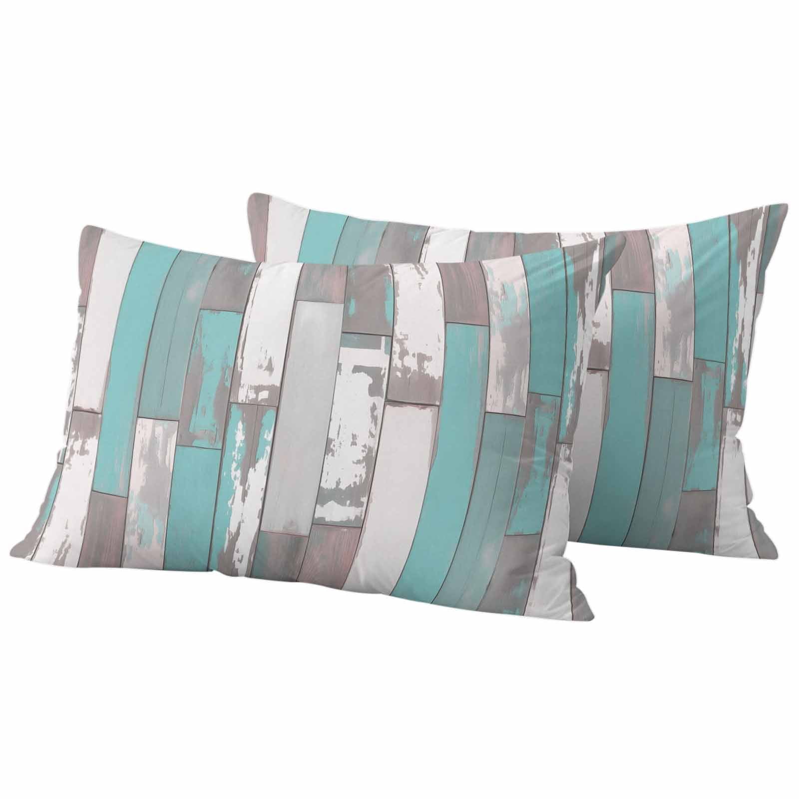 2 Pack Outdoor Waterproof Throw Pillow Covers,Retro Green White Wood ...