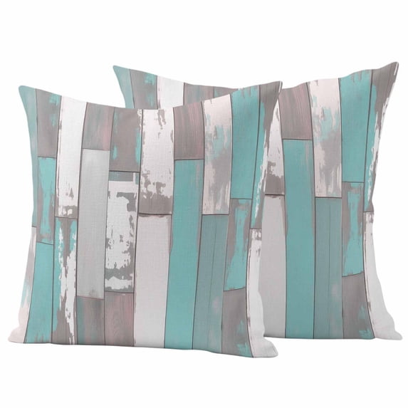 2 Pack Outdoor Waterproof Throw Pillow Covers,Retro Green White Wood ...