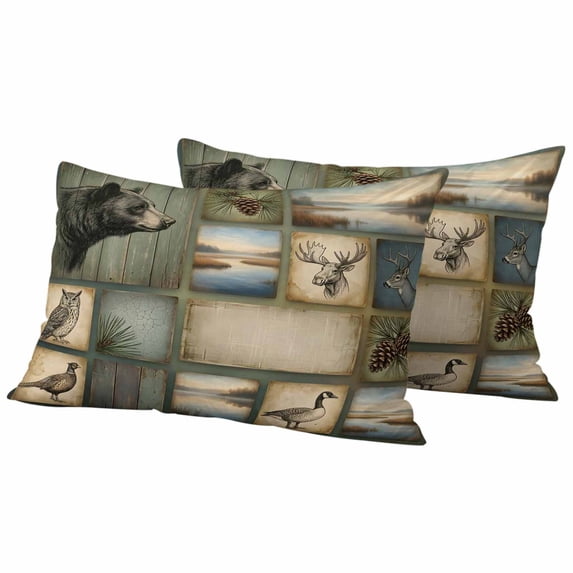 2 Pack Outdoor Waterproof Throw Pillow Covers,Rustic Bear Deer Owl ...