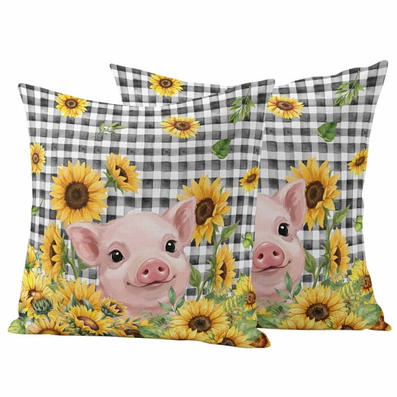2 Pack Outdoor Waterproof Throw Pillow Covers,Rustic Pig Animal ...