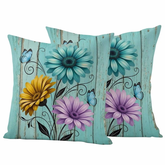 2 Pack Outdoor Waterproof Throw Pillow Covers,Spring Blossom Daisy ...