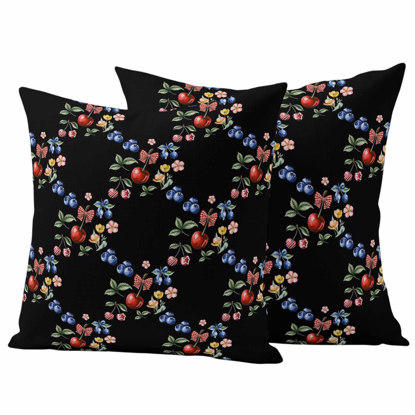 2 Pack Outdoor Waterproof Throw Pillow Covers,Spring Blueberry Cherry ...