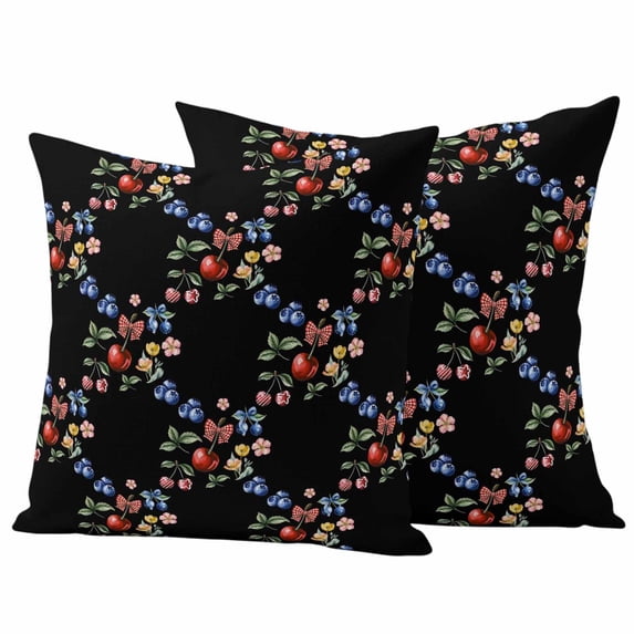 2 Pack Outdoor Waterproof Throw Pillow Covers,Spring Blueberry Cherry ...