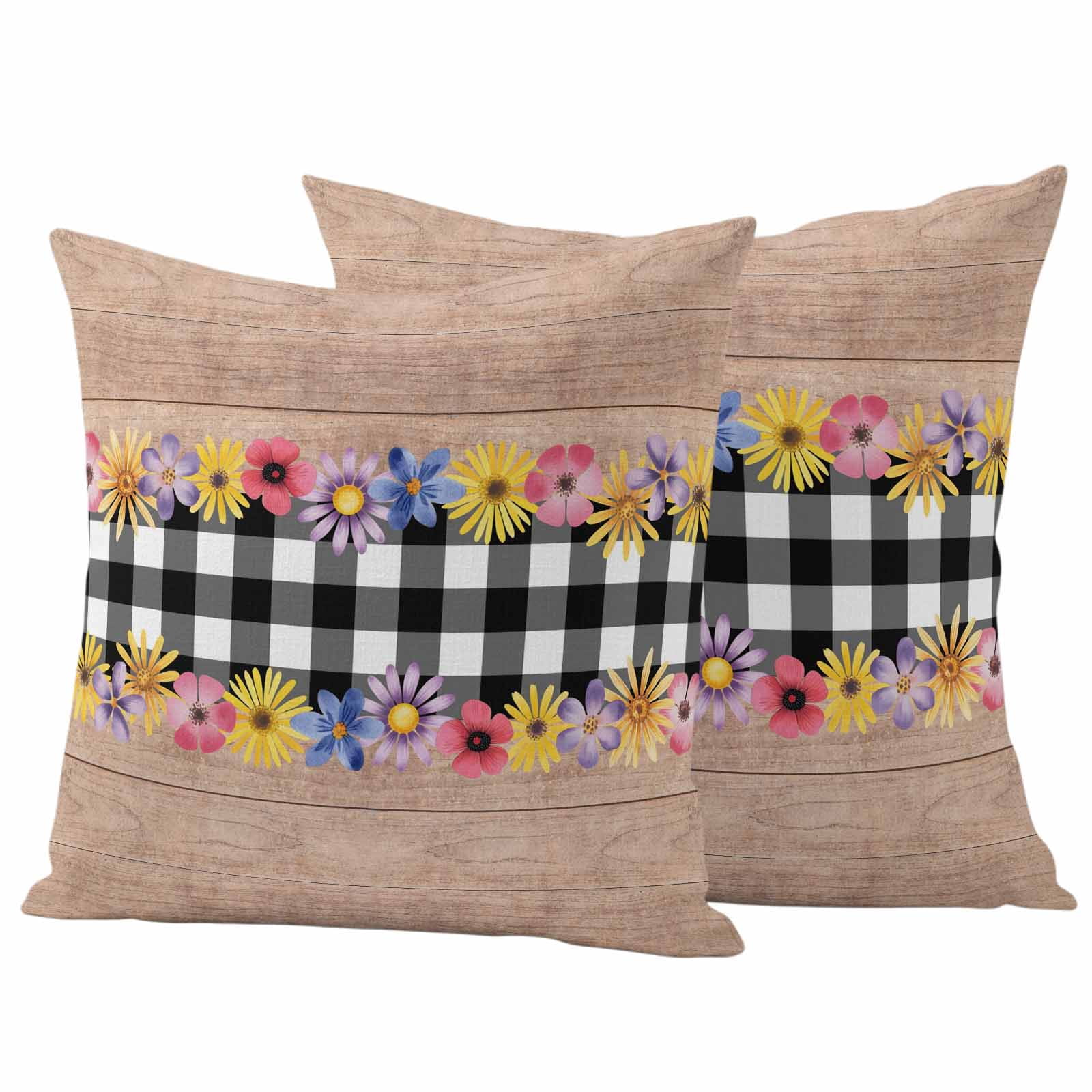 2 Pack Outdoor Waterproof Throw Pillow Covers,Spring Colorful Blossom ...