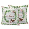 2 Pack Outdoor Waterproof Throw Pillow Covers,Spring Flower Wreath ...