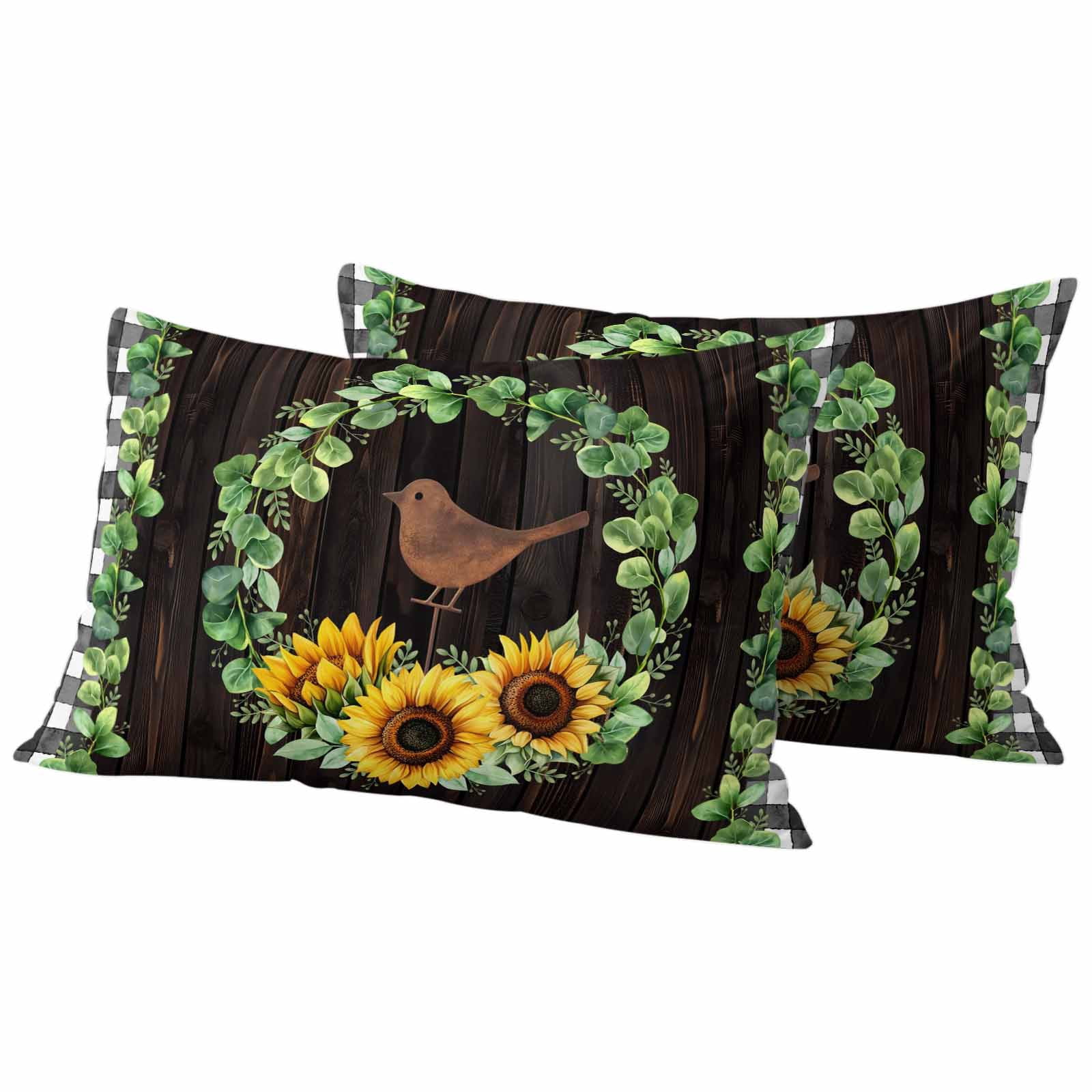 2 Pack Outdoor Waterproof Throw Pillow Covers,Spring Green Yugal Leaves ...