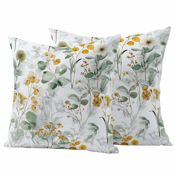 2 Pack Outdoor Waterproof Throw Pillow Covers,Spring Watercolor Flower ...
