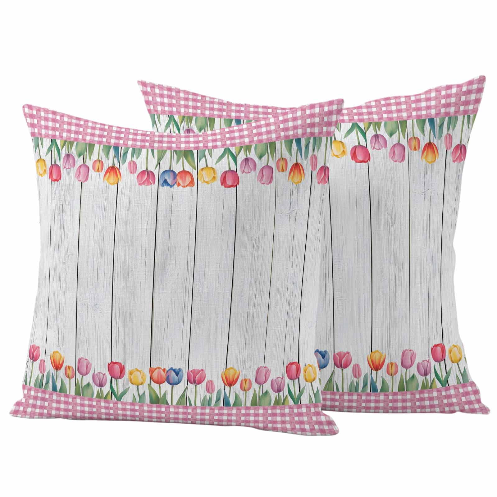 2 Pack Outdoor Waterproof Throw Pillow Covers,Spring Watercolor Tulip ...