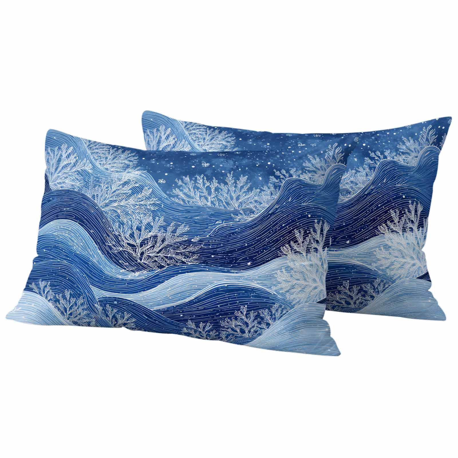 2 Pack Outdoor Waterproof Throw Pillow Covers,Summer Abstract Bluee ...