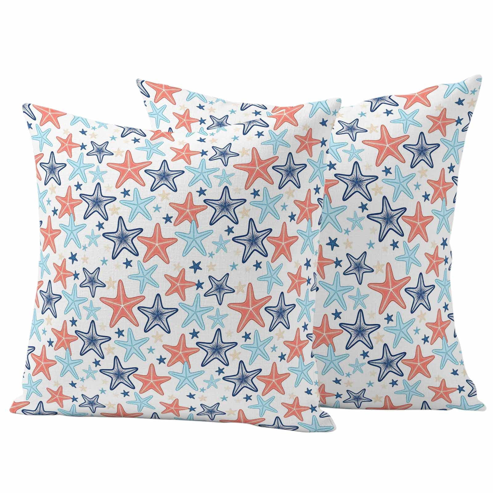 2 Pack Outdoor Waterproof Throw Pillow Covers,Summer Ocean Red Blue ...