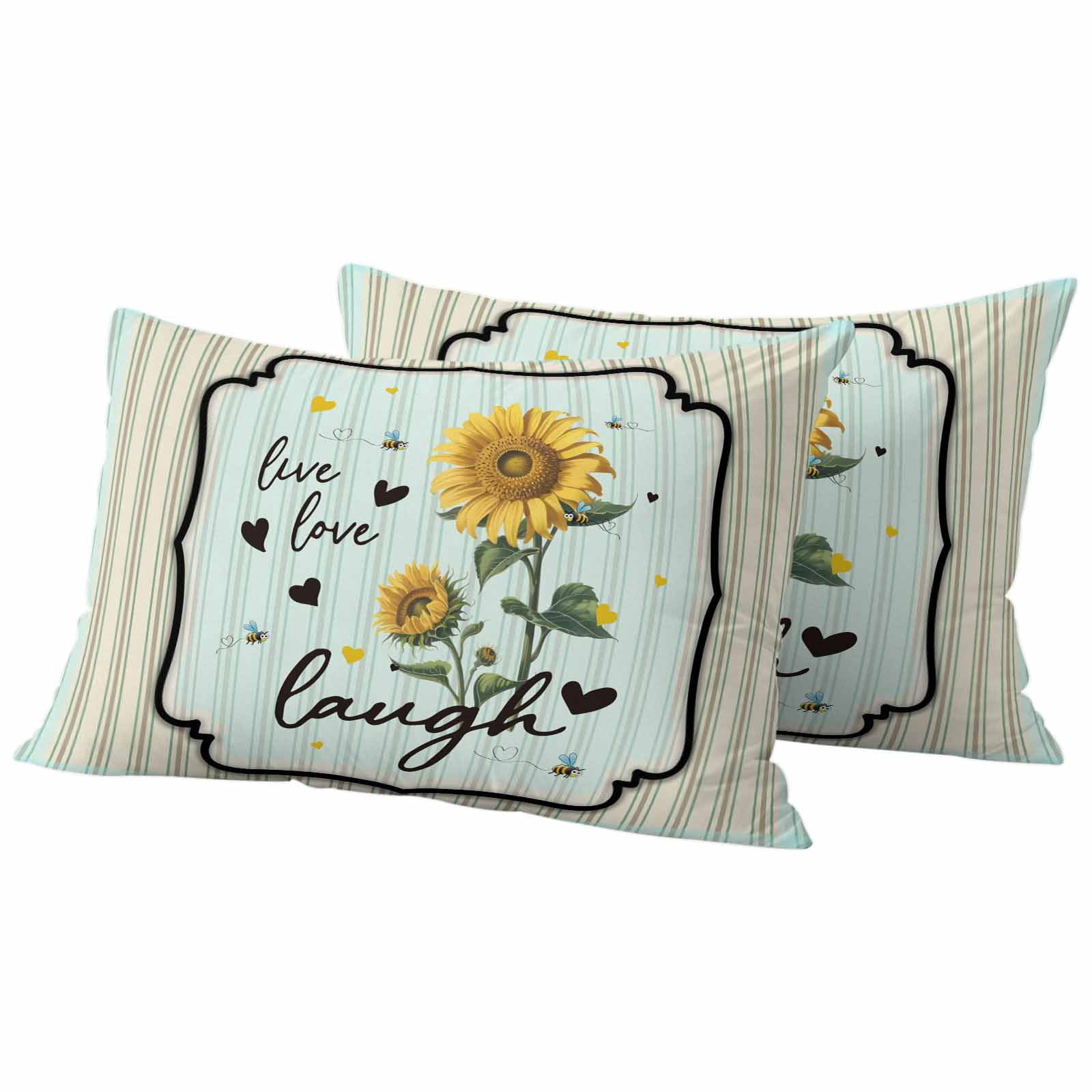 2 Pack Outdoor Waterproof Throw Pillow Covers,Sunflower Country Flower ...