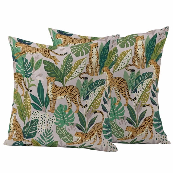 2 Pack Outdoor Waterproof Throw Pillow Covers,Tropical Animal Leopards ...