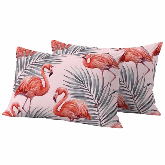 2 Pack Outdoor Waterproof Throw Pillow Covers,Tropical Pink Flamingo ...