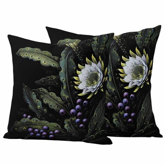 2 Pack Outdoor Waterproof Throw Pillow Covers,Watercolor Flower Berry ...