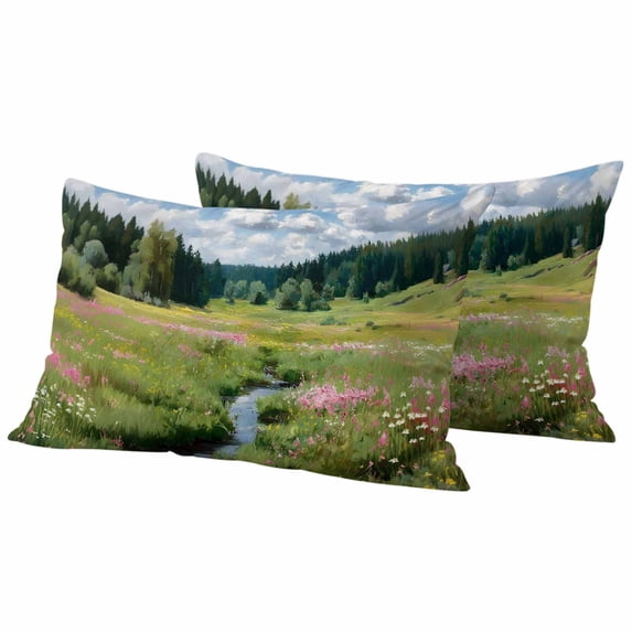 2 Pack Outdoor Waterproof Throw Pillow Covers,Watercolor Flowers Leaves ...