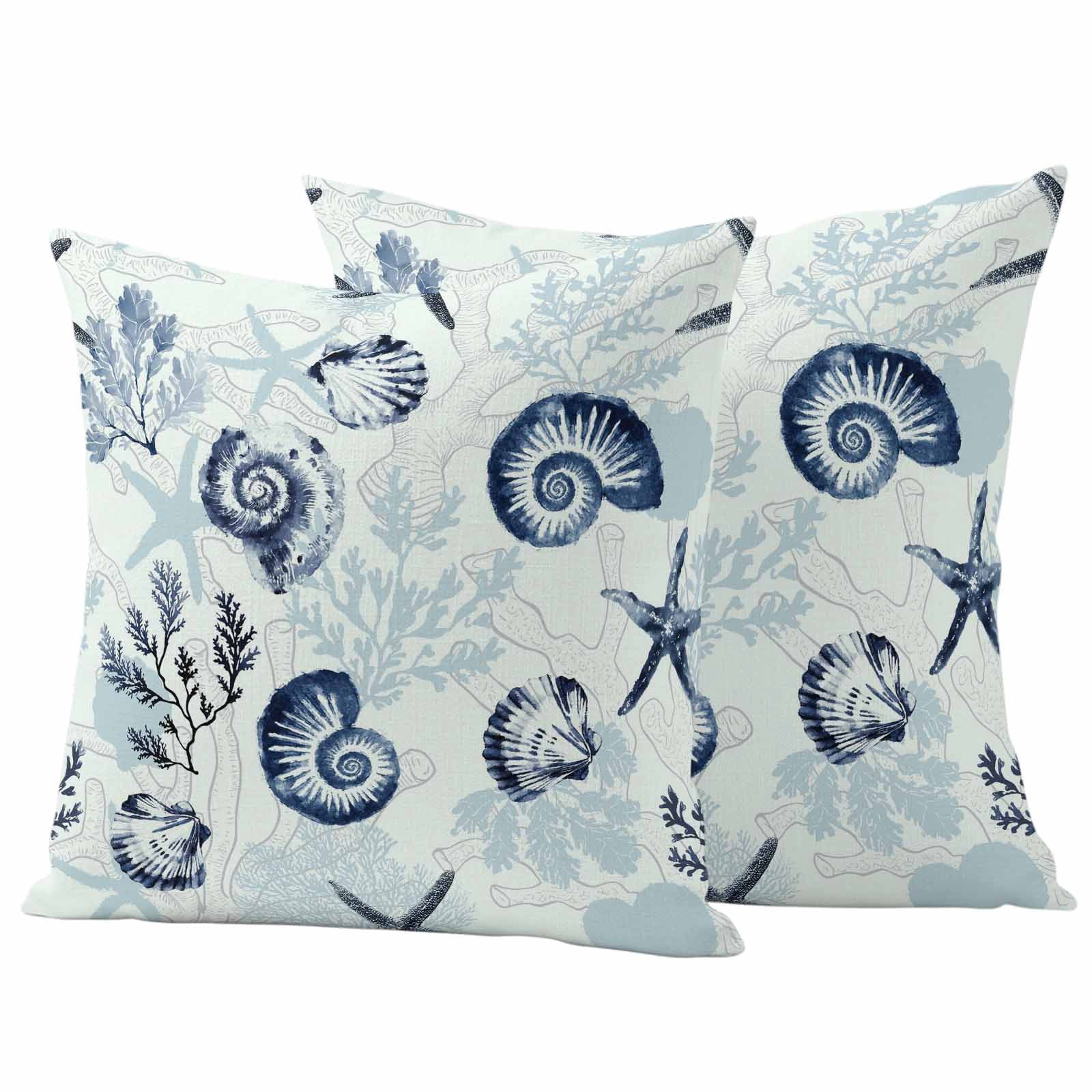 2 Pack Outdoor Waterproof Throw Pillow Covers,Watercolor Marine Life ...