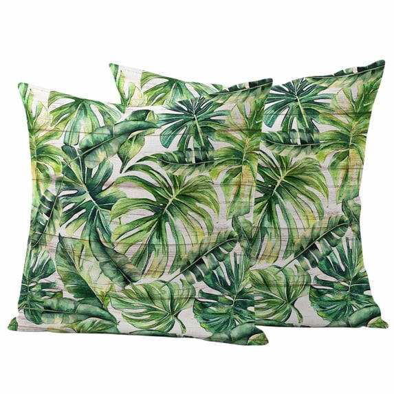2 Pack Outdoor Waterproof Throw Pillow Covers,Watercolor Monstera ...