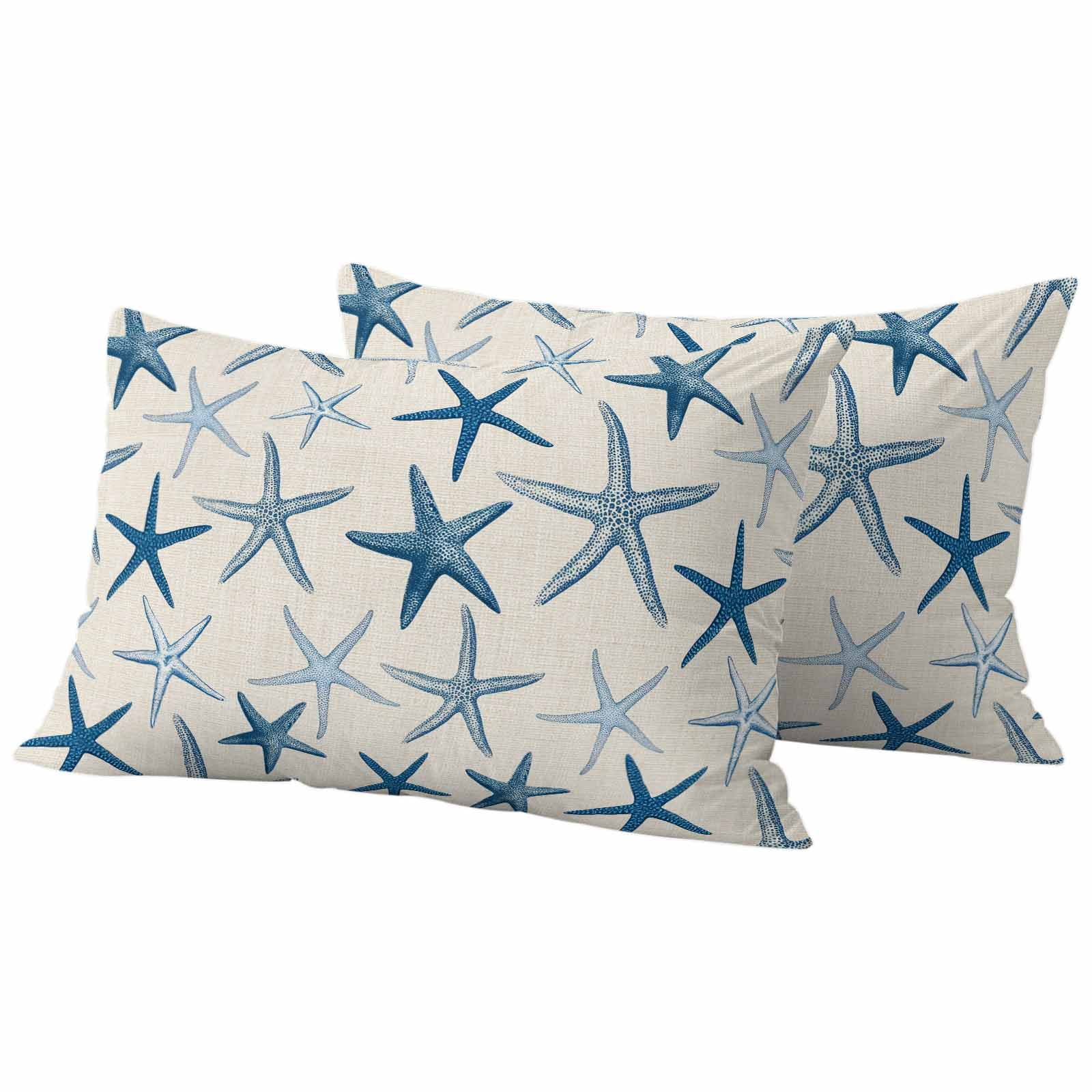 2 Pack Outdoor Waterproof Throw Pillow Covers,Watercolor Ocean Starfish ...