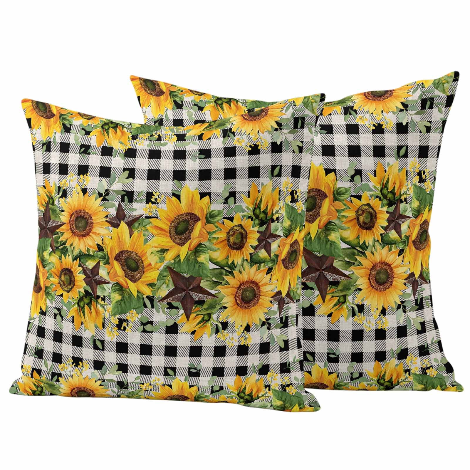 2 Pack Outdoor Waterproof Throw Pillow Covers,Watercolor Sunflower ...